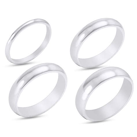10k White Gold 2mm 3mm 4mm 5mm Comfort Fit Men Women Wedding Band Ring
