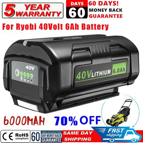 Ryobi 무선 전동 공구용 리튬 교체 배터리 40 V 60ah Op4040 Op4040 Ry40200 Op40601 40 볼트 공구 배터리