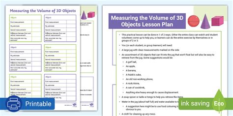 Measuring The Volume Of 3d Objects Activity Sheet Twinkl