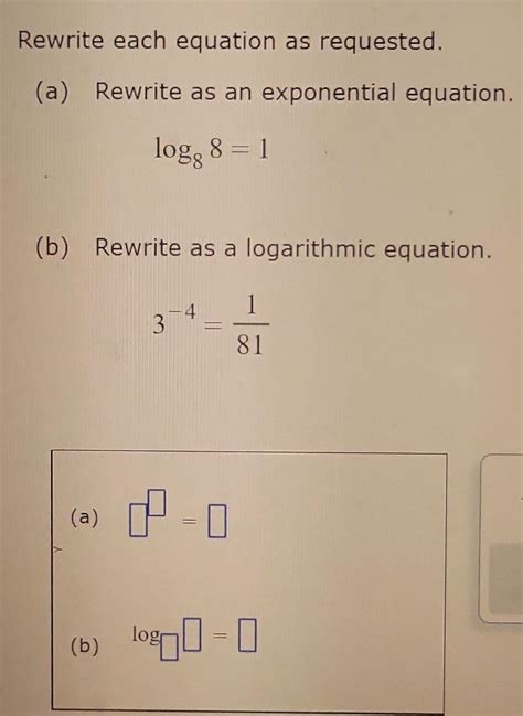 Solved Rewrite Each Equation As Requested A Rewrite As An