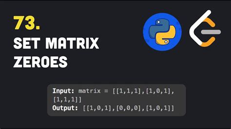 Leetcode 73 Set Matrix Zeroes Youtube