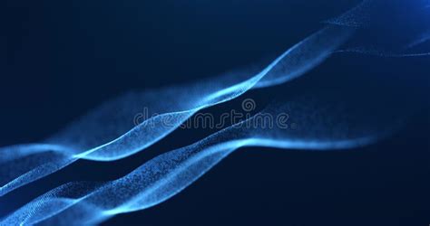 Blue Digital Wave Of Particles And Dots Futuristic Cyber Background Stock Footage Video Of