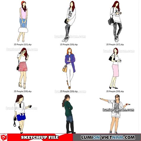 230102 2d People Sketchup Models