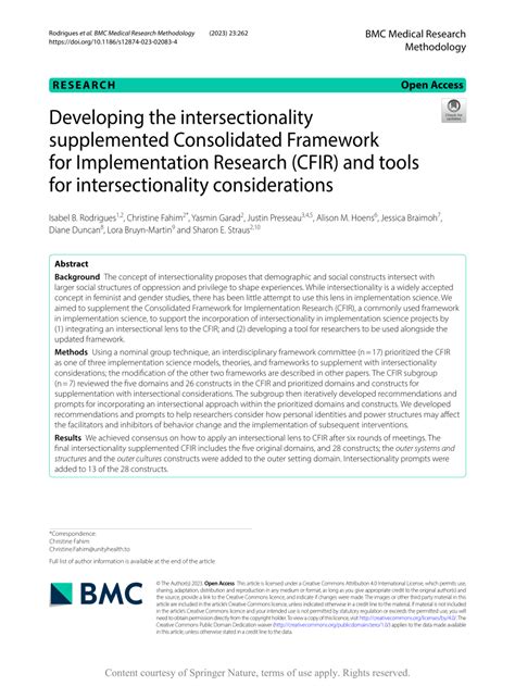 Pdf Developing The Intersectionality Supplemented Consolidated