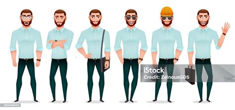 비즈니스 맨 자 문자 벡터 세트입니다 보스 직원 수집 작업자 디자인을 위한 친근한 표정을 가진 비즈니스 세일즈 맨과 엔지니어
