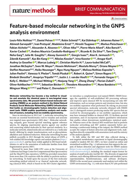 feature based molecular networking in the gnps analysis environment