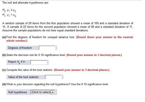 Solved The Null And Alternate Hypotheses Are H0 Mu 1 Mu