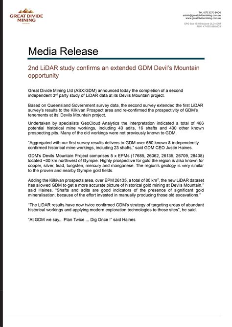 2nd Lidar Study Confirms An Extended Gdm Devils Mountain Opportunity