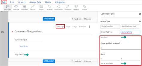 character and number limits questionpro survey tools
