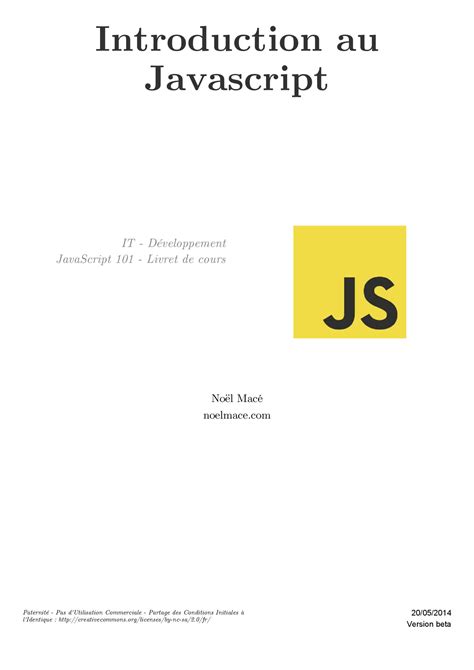 Introduction Au Javascript Pdf Apprendre Les Bases Gratuitement