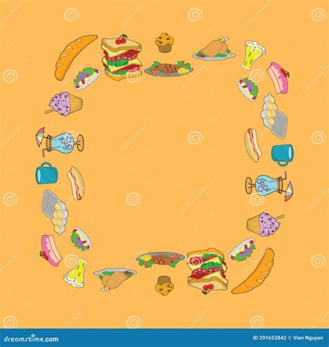 Fast Food Border Frames 12x12 12 Stock Illustration Illustration Of Yellow Food 291653842