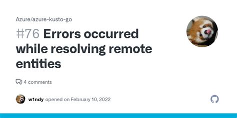 Errors Occurred While Resolving Remote Entities · Issue 76 · Azure