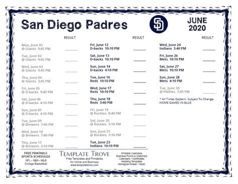 Padres Schedule