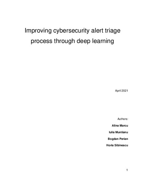 Pdf Improving Cybersecurity Alert Triage Process Through Deep Learning