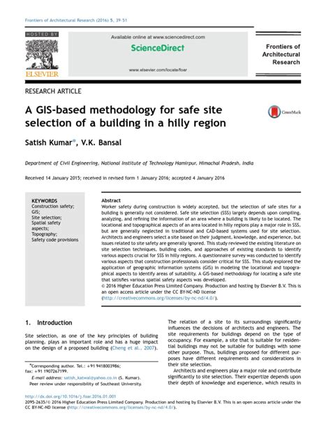 A Gis Based Methodology For Safe Site Selection Of Building In A Hilly
