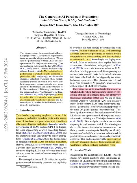 The Generative Ai Paradox In Evaluation What It Can Solve It May Not Evaluate Pdf