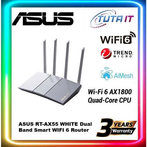 Asus Rt Ax White Ax Dual Band Smart Wifi Router Asus Rt Ax White Ax Dual Band