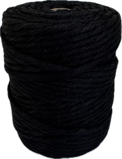 Premium Macrame Cord 3mm Single Twist Black 250g 100 Cotton Primal Cords