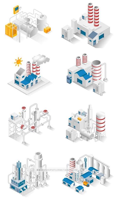 等距2 5d立体3d工厂公司加工厂厂房场景插画矢量ai设计素材图 淘宝网 花瓣网