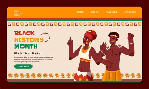 흑인 역사의 달 방문 페이지 템플릿 무료 벡터
