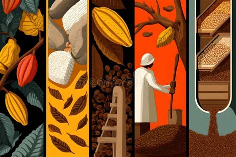 Cocoa Bean Processing Stages Stock Illustration Illustration Of Chocolate Food 378965982