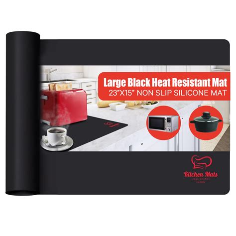 Large Black Heat Resistant Mat For Kitchen Countertop 23