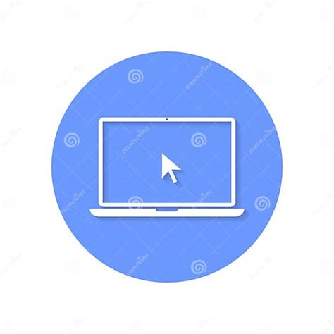 Laptop And Pointer Cursor Icon With Shadow Notebook Display With Clicking Mouse Stock Vector