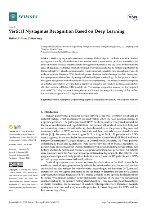 Pdf Vertical Nystagmus Recognition Based On Deep Learning
