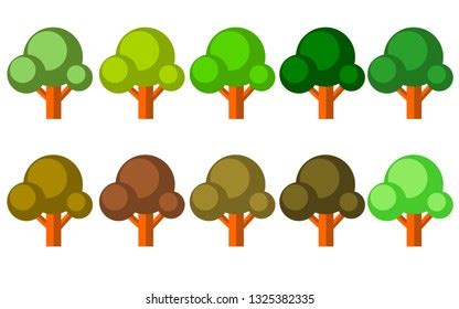 Set Tree Vector Image Cartoon Stock Vector Royalty Free 1325382335 Shutterstock