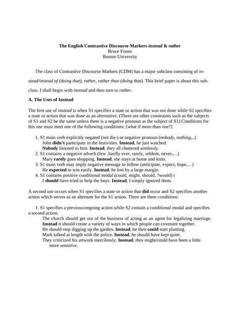 Pdf Contrastive Discourse Markers In English