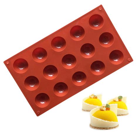 【ซื้อ1แถมฟรี】15 Cavityครึ่งวงกลมแม่พิมพ์ซิลิโคนช็อคโกแลตเค้กjellyพิมพ์ทำพุดดิ้งnon Stickกระทะอบ