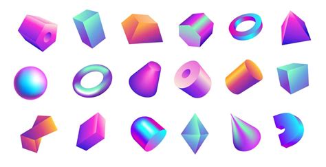 3d Geometric Shapes Isometric Linear Forms Cube Vector Image