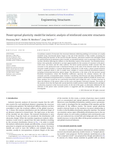 Pdf Power Spread Plasticity Model For Inelastic Analysis Of Reinforced Concrete Structures