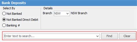 Bank Deposits Screen