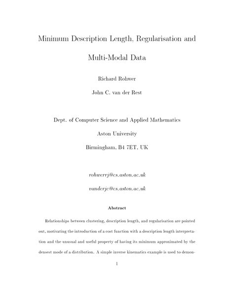 Pdf Minimum Description Length Regularization And Multimodal Data