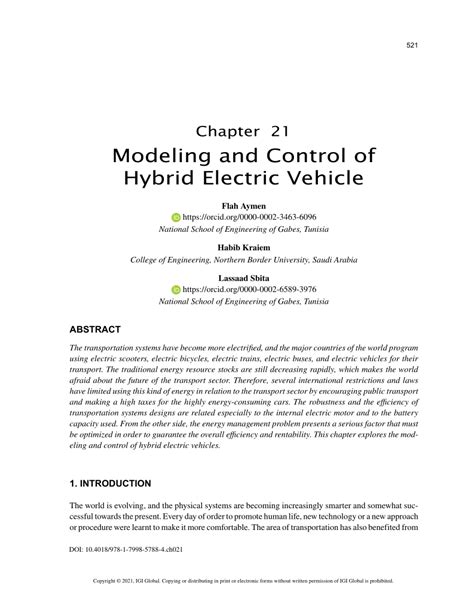 PDF Modeling And Control Of Hybrid Electric Vehicle