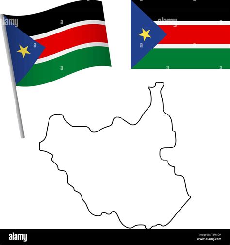 South Sudan Flag And Map Patriotic Background National Flag Of South Sudan Vector Illustration