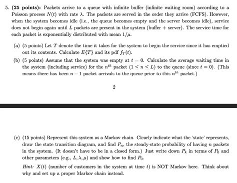 Solved 5 25 Points Packets Arrive To A Queue With