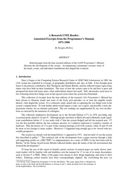 a research unix reader annotated excerpts from the programmer s manual 1971 1986 pdf unix
