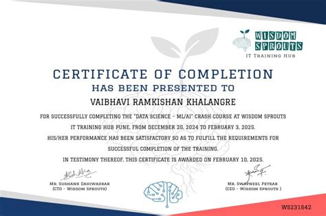 Datascience Machinelearning Ai Internship Learning Growth Vaibhavi Khalangre