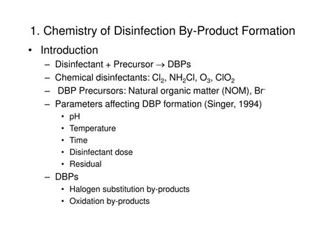 Ppt 1 Chemistry Of Disinfection By Product Formation Powerpoint