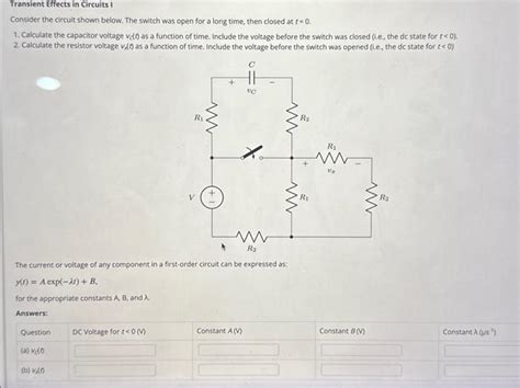 Solved Transient Effects In Circuits I Consider The Circuit Chegg Com
