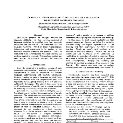 Classification Of Modality Function And Its Application To Japanese Language Analysis Acl