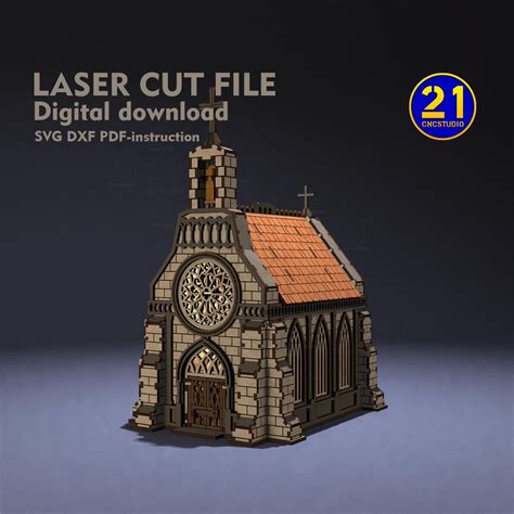 Gothic Church Model Laser Cut File Digital Download For 28mm
