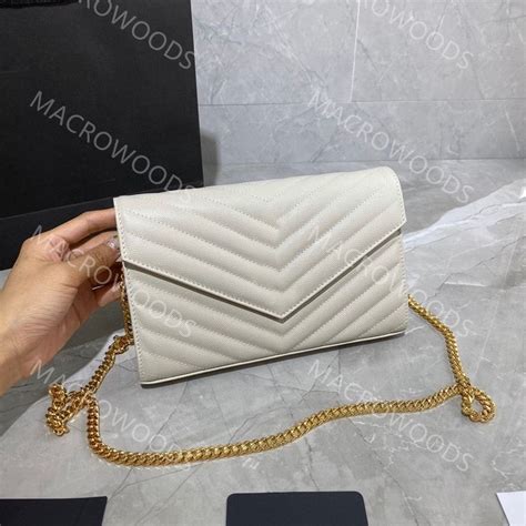 Cassandre Designer Handbag Grain De Poudre Embossed Leather Gold Chain