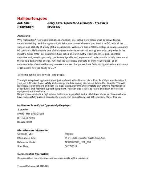 Entry Level Operator Assistant I Download Free Pdf Business
