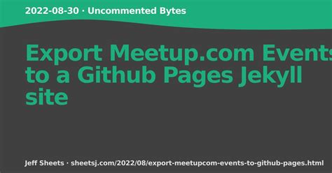 Export Events To A Github Pages Jekyll Site
