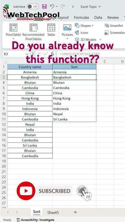How To Sort Any Column With Unique Data In Excel Excel Excelfunctions