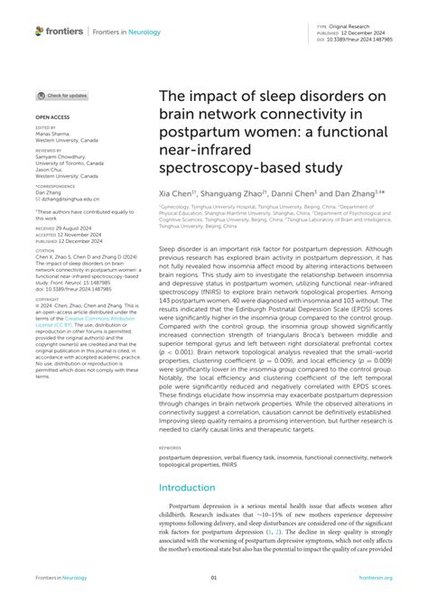 Pdf The Impact Of Sleep Disorders On Brain Network Connectivity In Postpartum Women A