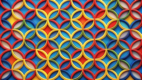 Geometric Background With Interlocking Circles In Primary Colors Creating Vibrant Patterns